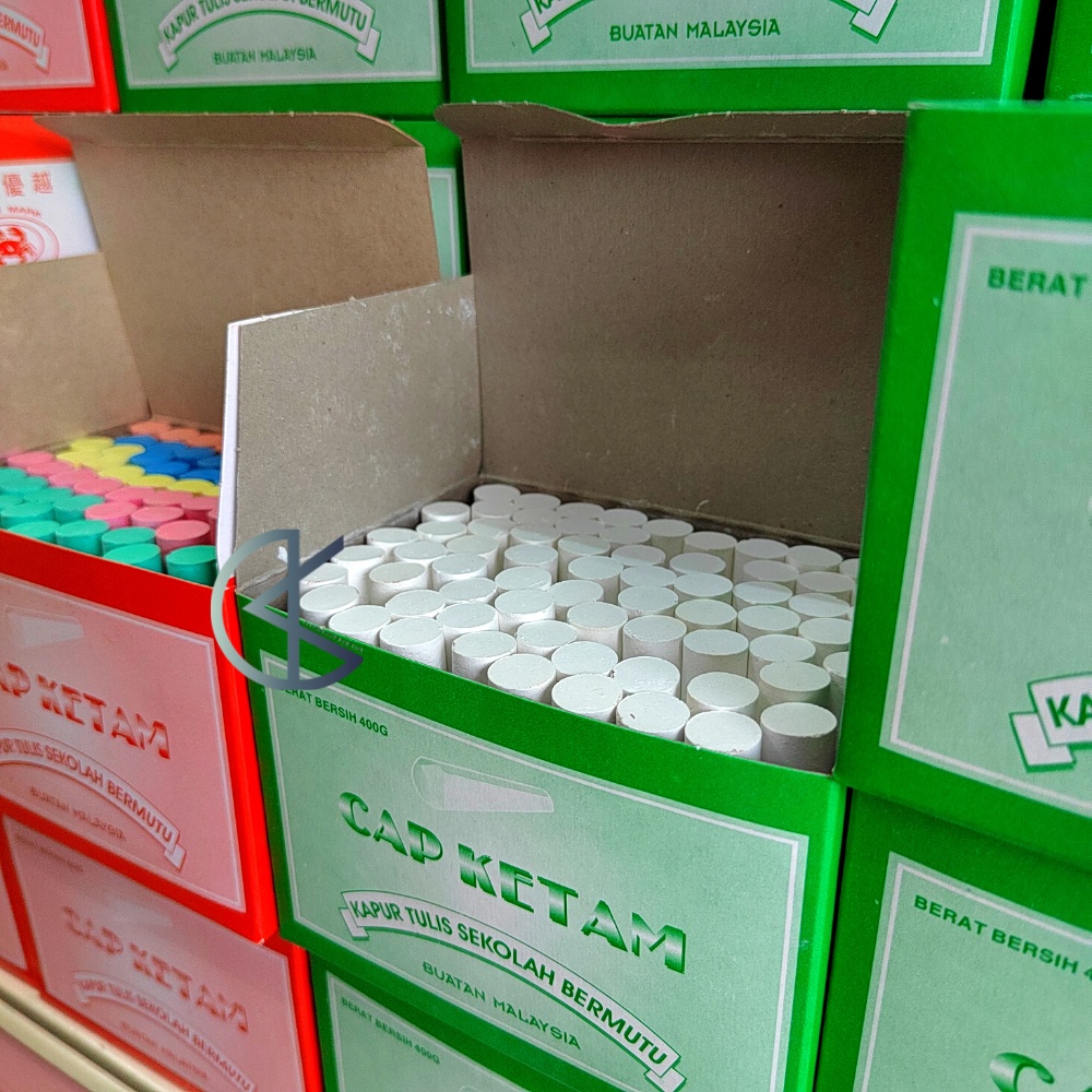 Cap Ketam White Colour Chalk 400G / Kapur Putih Warna Tulis Sekolah ...
