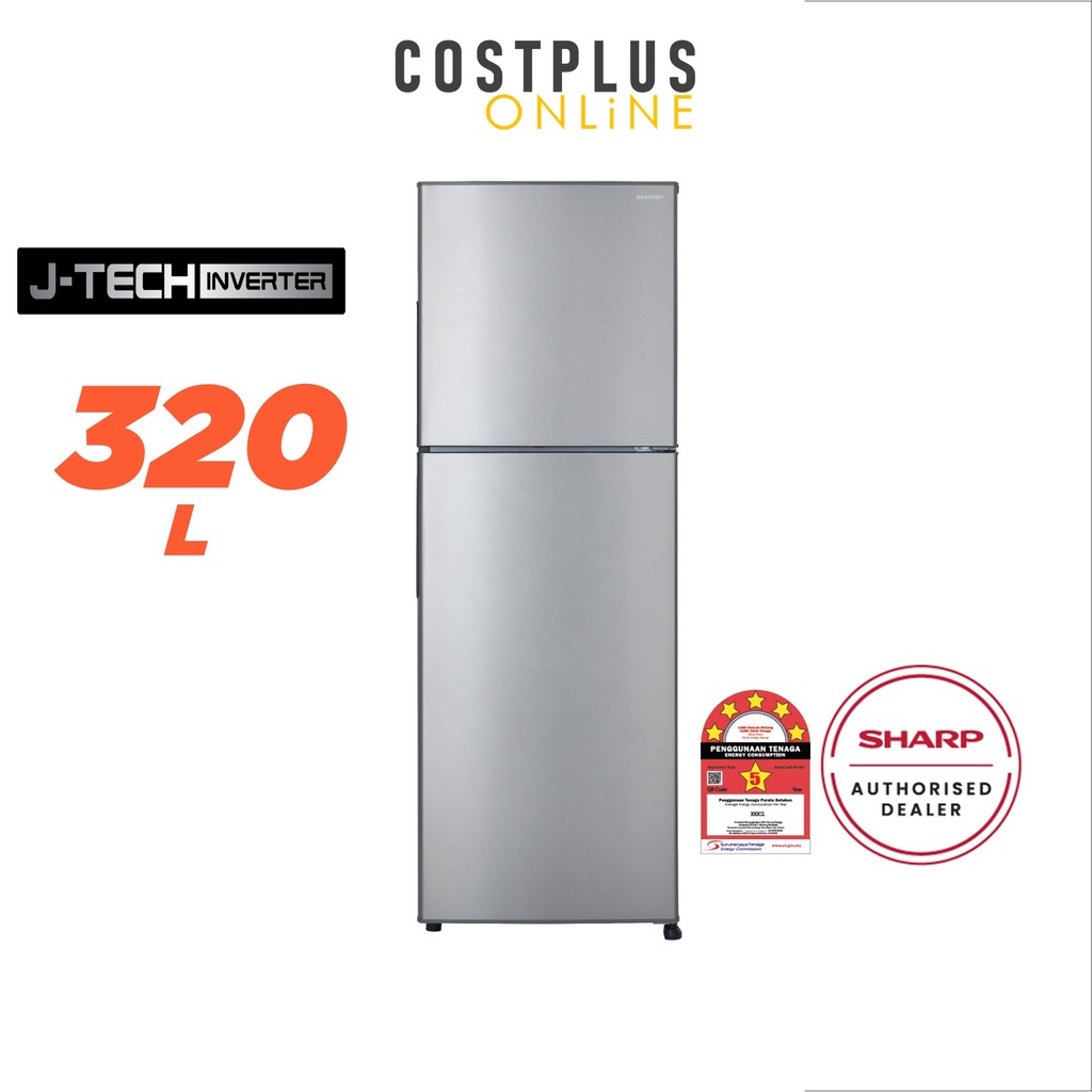 Sharp Fridge Refrigerator J-Tech Inverter 2 Door 320L SJ326MSS with ...