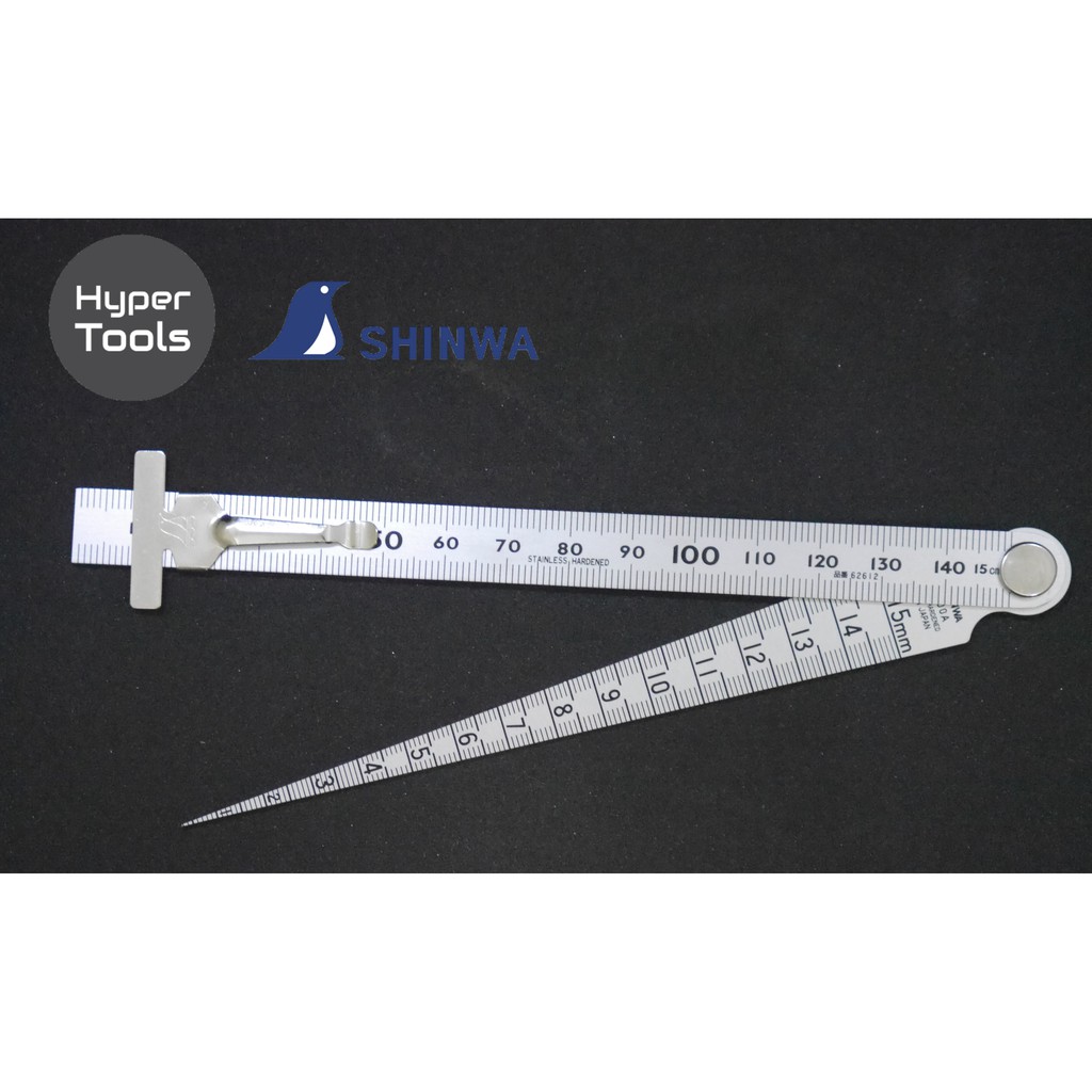 SHINWA (Japan) Taper Gauge w Ruler & Clip (1-15mm) - Model: 62612 ...