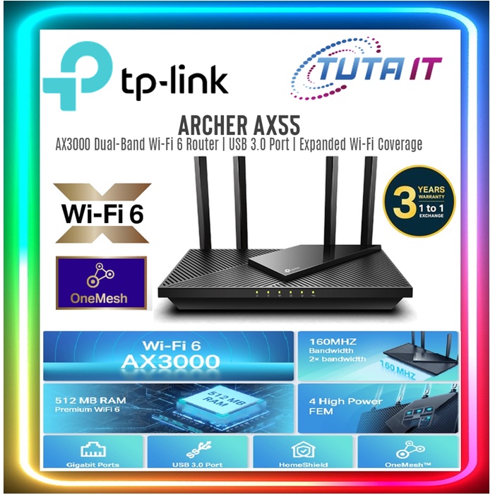 TP-Link Archer AX55 AX3000 Dual Band Gigabit Wi-Fi 6 Router | Shopee Malaysia