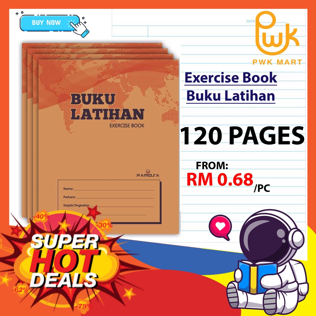 120 PAGES Exercise Book/ Buku Tulis Sekolah / Buku Latihan / Kraft ...