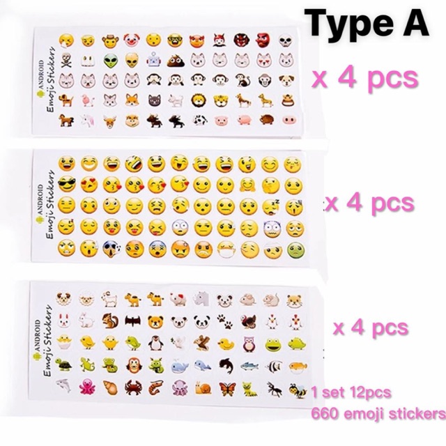 Emoji Sticker 12 Sheets 660 pcs | Shopee Malaysia