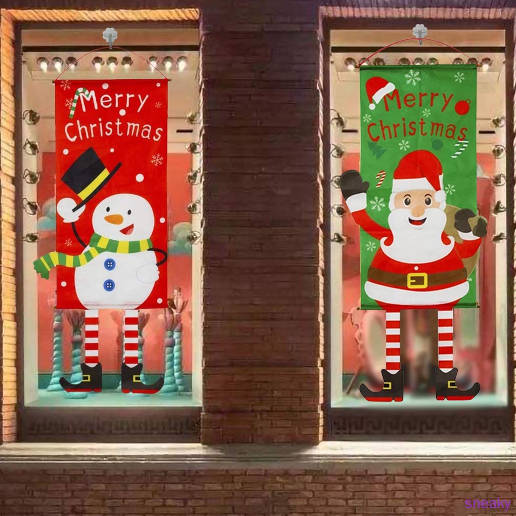 [Sneaky]Christmas Banner Window Sign Christmas Window Flag Polyester ...