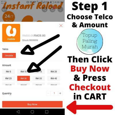 Automatic umobile reload prepaid & postpaid bill auto topup rm5 rm10 15 ...