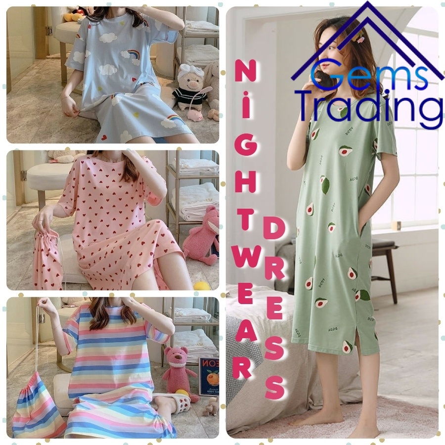 Cute Women Pajamas Dress Nightwear Sleepwear Pyjamas Round Neck ...