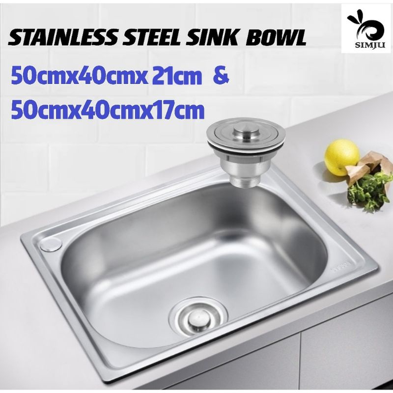SIMJU Stainless Steel Single Sink Bowl /Sinki Dapur / Barang Dapur ...