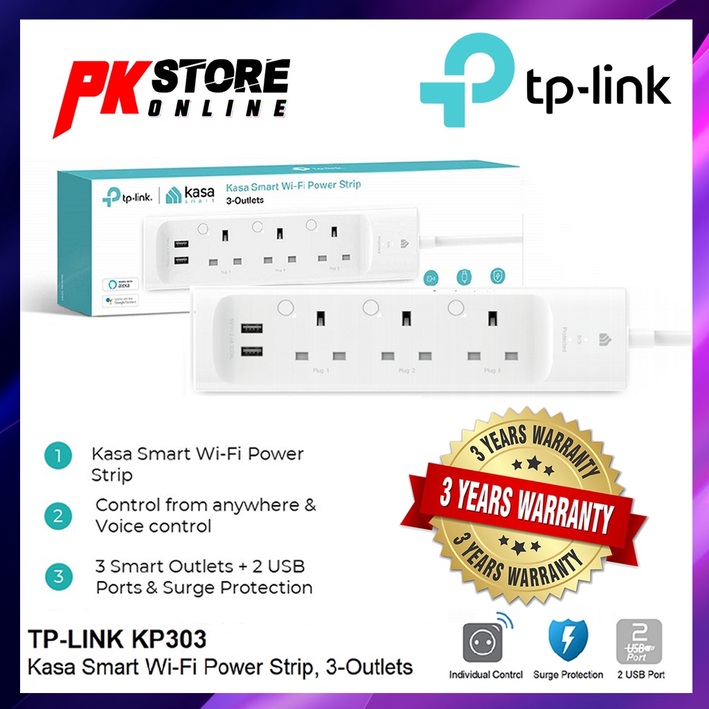 TP-LINK KASA TL-KP303 SMART WI-FI ADAPTER STRIP / 3-OUTLET | Shopee ...