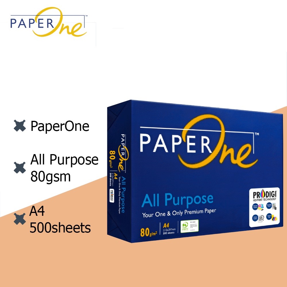 PaperOne A4 Paper 500 Sheet /80Gsm / Kertas A4 500 Helai 80Gsm | Shopee ...