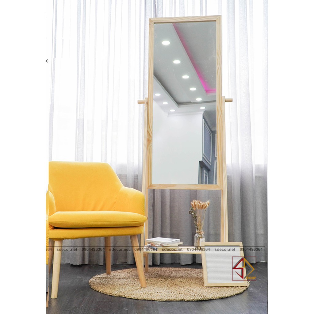Full Body Mirror With Shelves - American Pine Wood Frame - Full Body ...