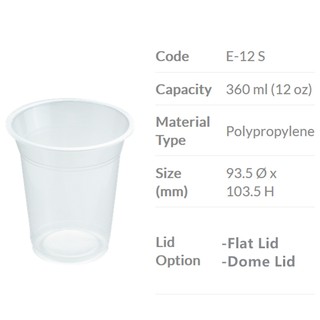 EC 12oz / 16oz PP Clear Cup with " Flat Lid " [ 100sets± ] E12S / E16S ...