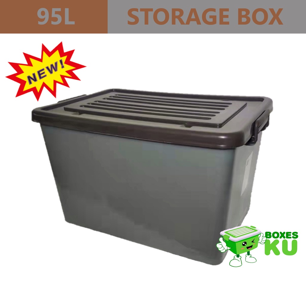 [NEW] BIG 95L HEAVY DUTY PLASTIC STORAGE BOX WITH WHEELS / [BESAR] 95L ...