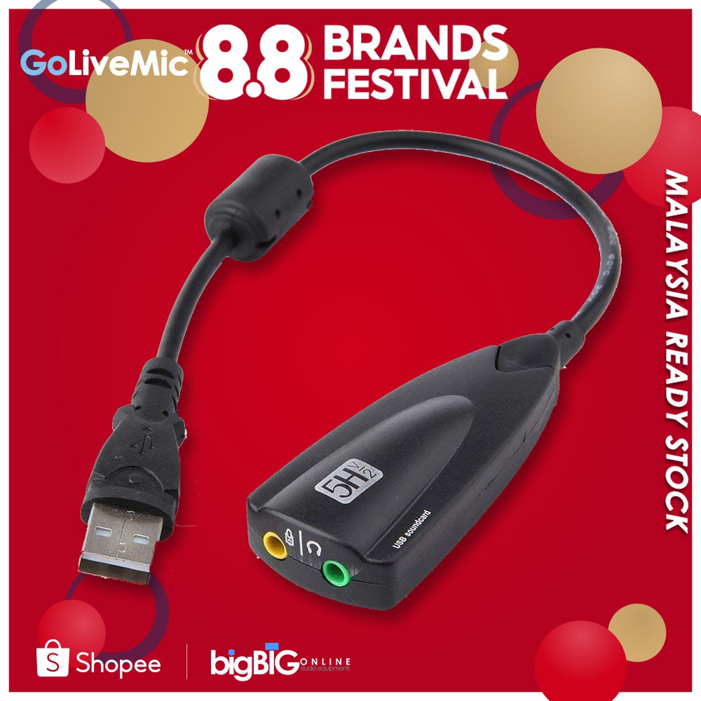(READY STOCK) GoliveMic 5HV2 USB 2.0 Virtual 7.1 Channel Audio External Sound Card Adapter ...