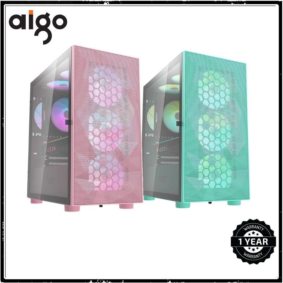 AIGO DARKFLASH DLM21 MESH TG LIMITED EDITION M-ATX CHASSIS WITH 4 ARGB ...