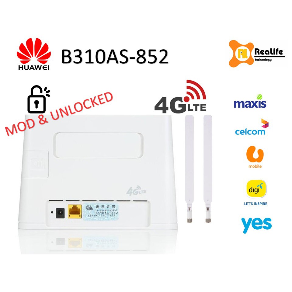 HUAWEI NEW SET Mod Unlimited Hotspot B310 4G Router B310AS-852 | Shopee ...