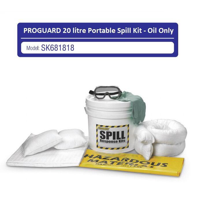 20 litre Portable Spill Kit - OIL, UNIVERSAL, CHEMICAL -PROGUARD ...