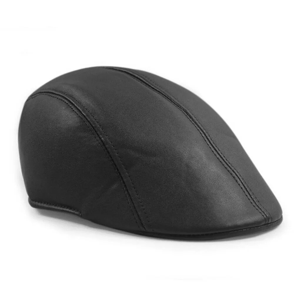 🇲🇾 READY STOCK!! Warna Hitam – Topi Beret Leather Flat Caps Newsboy ...