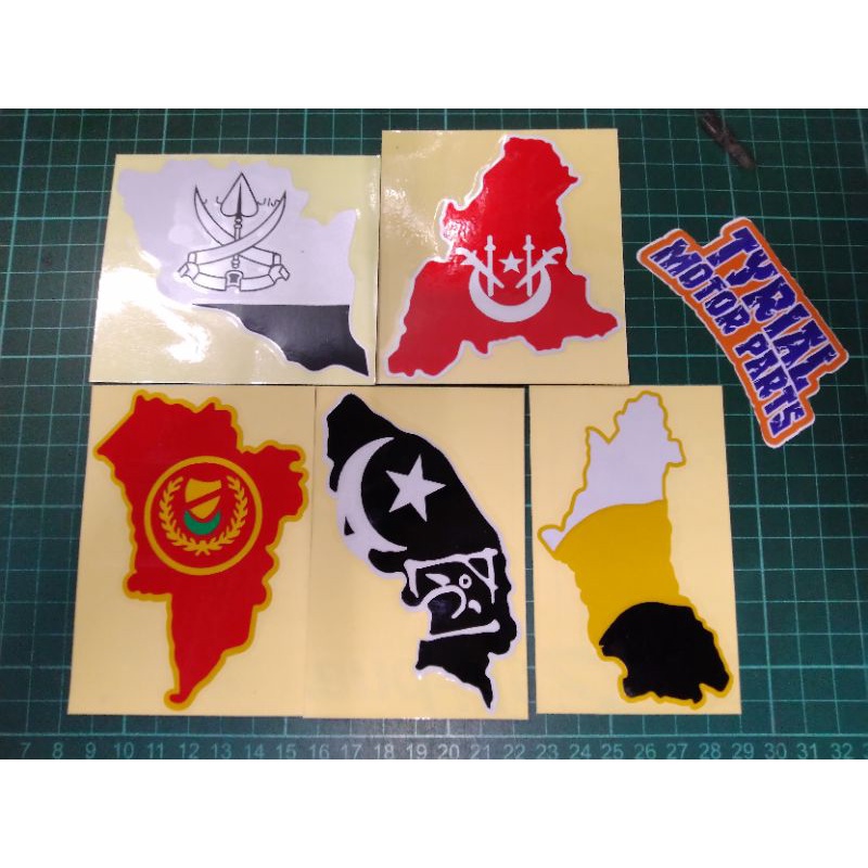 STICKERS NEGERI PANTAI TIMUR PAHANG KELANTAN TERENGGANU KEDAH PERAK ...