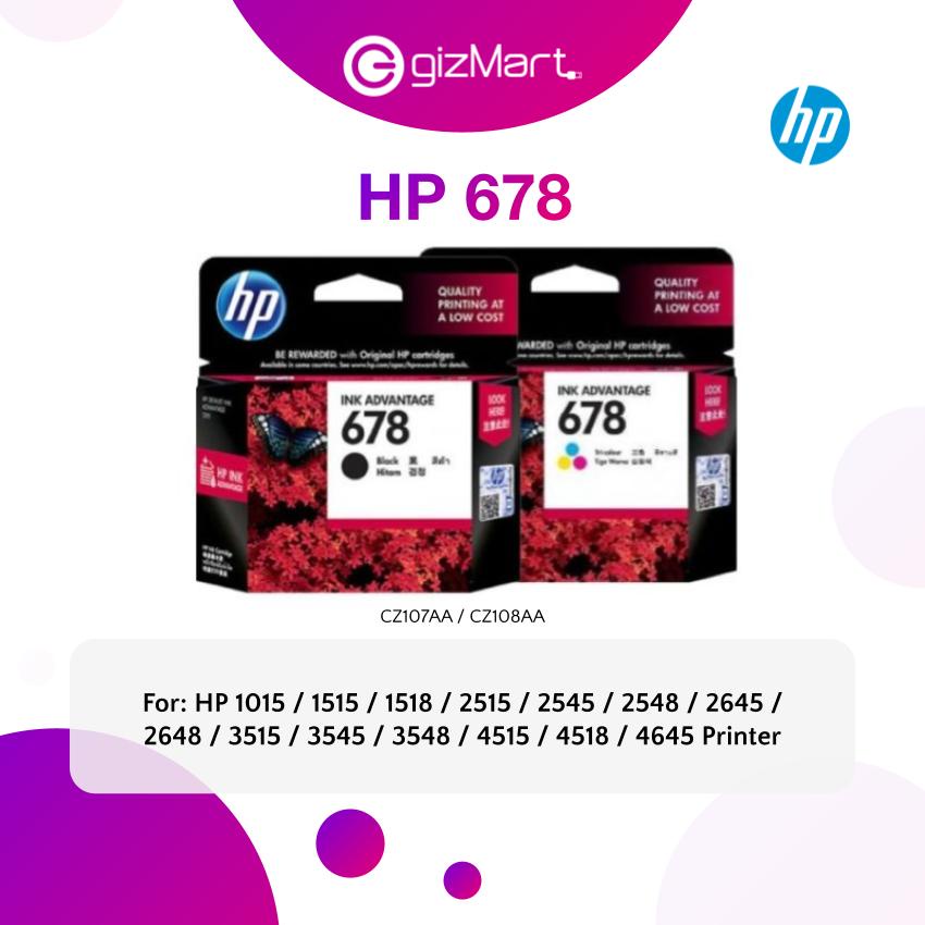 HP Ink Cartridge HP 678 Black ( CZ107AA ) / Tri Color ( CZ108AA ) for ...