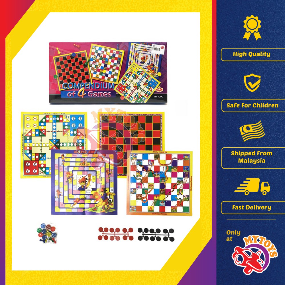 Compendium World Cup 4 Games / Ludo Aeroplane / Chess Draughts Checkers ...