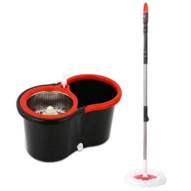 Easy Spin Floor Mop Stainless Steel With 2 Microfiber Mop Heads Mop ...