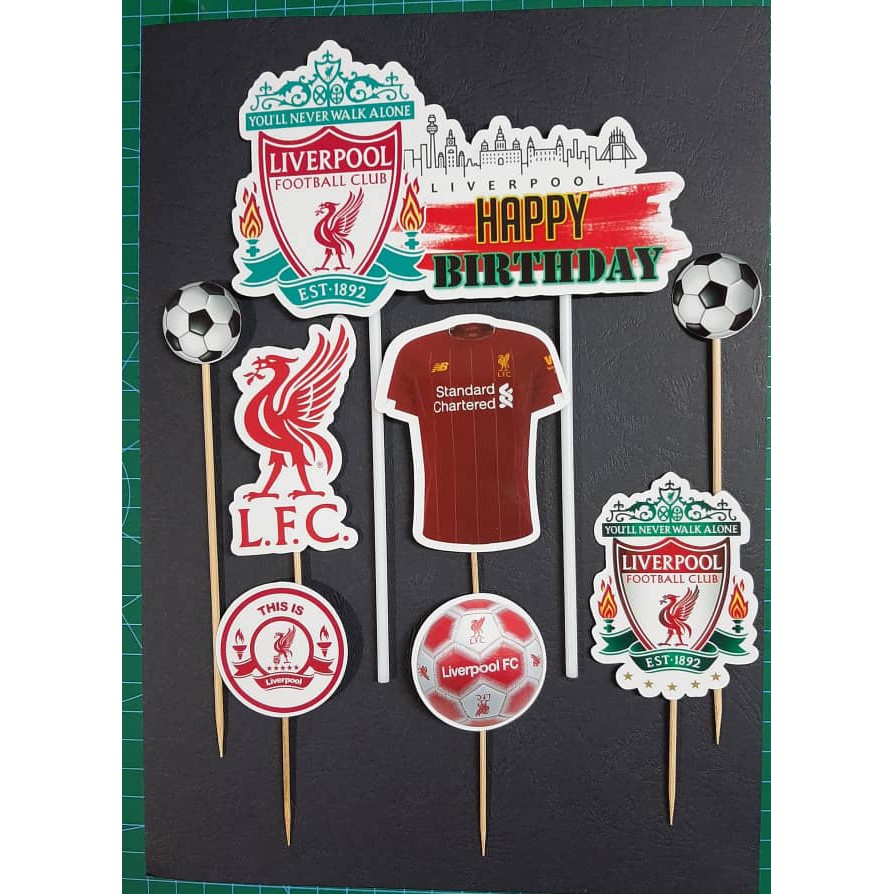LIVERPOOL cake Topper Readymade Ready stock Laminated Happy Birthday ...