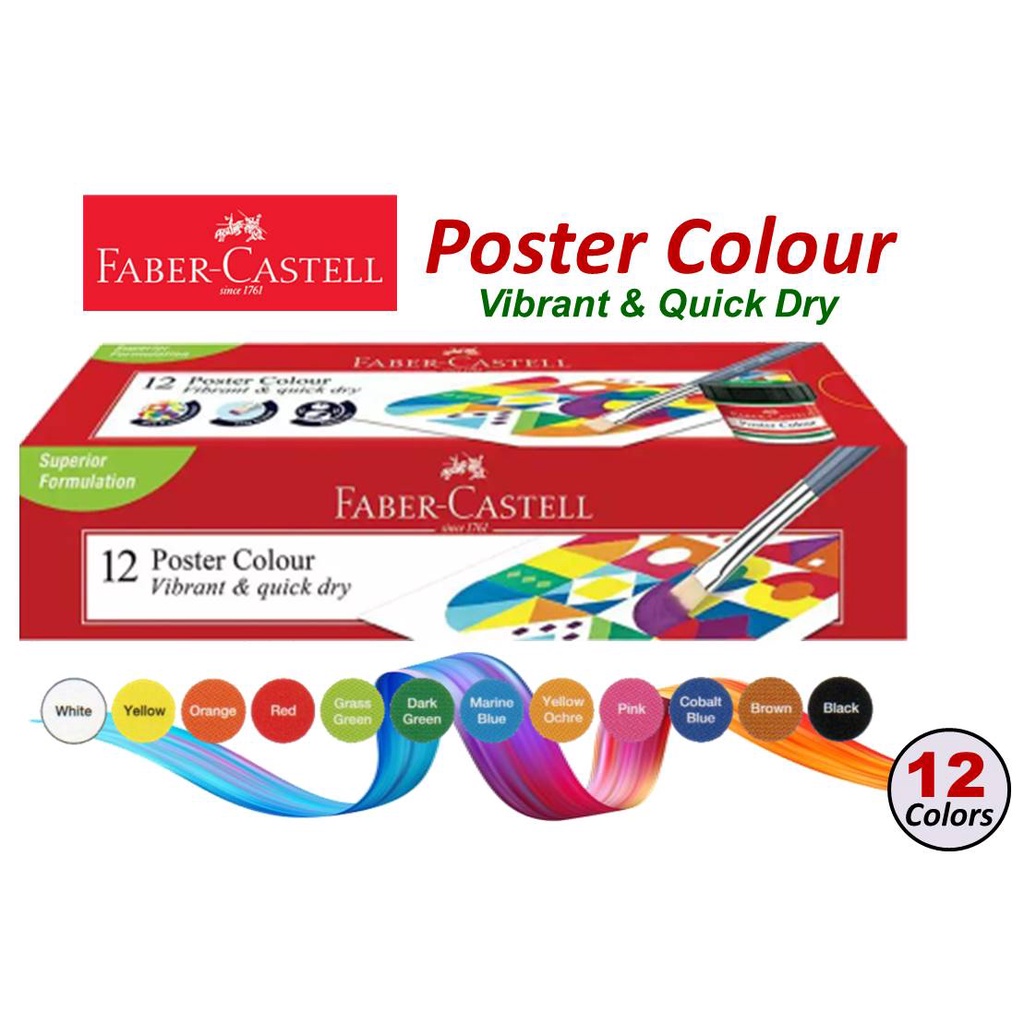 Faber Castell Poster Colors 12 Colours 12s Buncho (Warna Poster ...