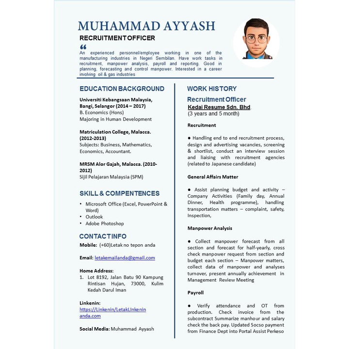 TEMPLATE RESUME SANGAT BERKESAN UNTUK PLATFORM JOBSTREET!! | Shopee ...