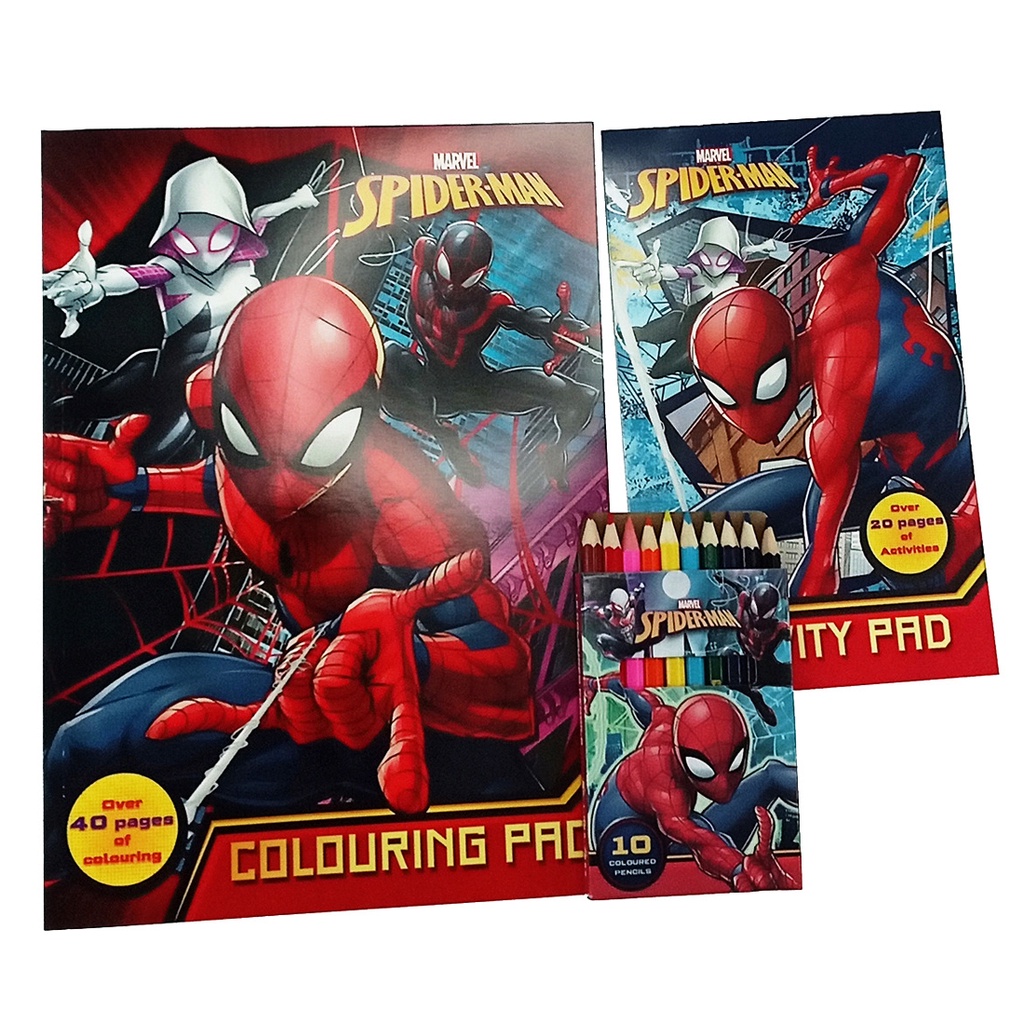 Spiderman Activity & Coloring Book With Color Pencil Set | Shopee Malaysia