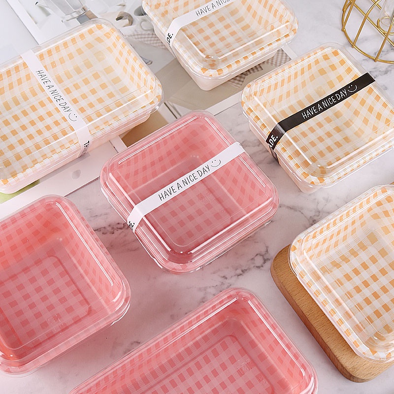 Retro Pink Yellow Red Cake Box Small Dessert Transparent Tiramisu ...