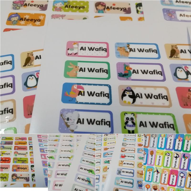 Cartoon Naming Sticker (waterproof)/Stiker Nama Kartun (kalis air ...