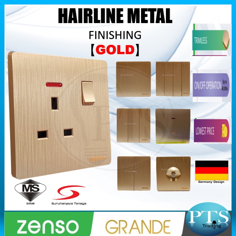 Zenso Grande Gold Switches & Sockets - 13A 15A 20A 1g 2g 3g 4g Bell ...