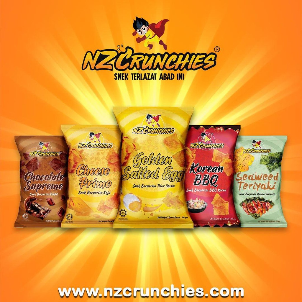 Nz Crunchies Pouch Bag - Cheese/Seaweed/Bbq/Coklat/Golden salted egg ...