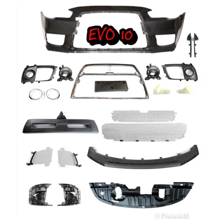 Bumper Lancer Inspira Evo 10 V1 - EVO V2 Front Bumper PP COMPLETE SET ...