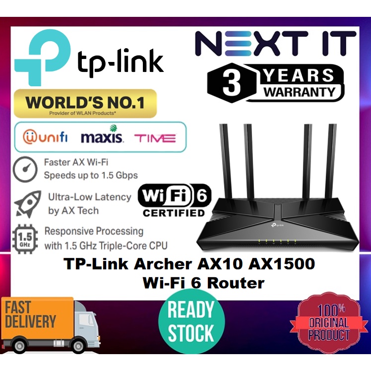 [READY STOCK] TP-Link Archer AX10 AX1500 Next-Gen WiFi 6 Gigabit Router ...