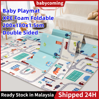 【Lowest】200x180x2cm Baby Playmat XPE Foam Extra Thick Foldable Play Mat Double Sided Game Center ...