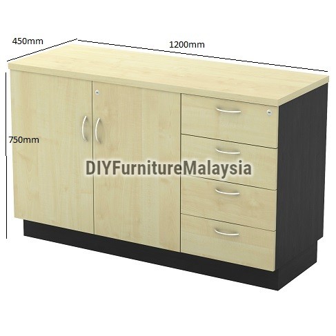 Low Office Cabinet Swinging Door & Fixed Pedestal 4 Drawers | Rak ...