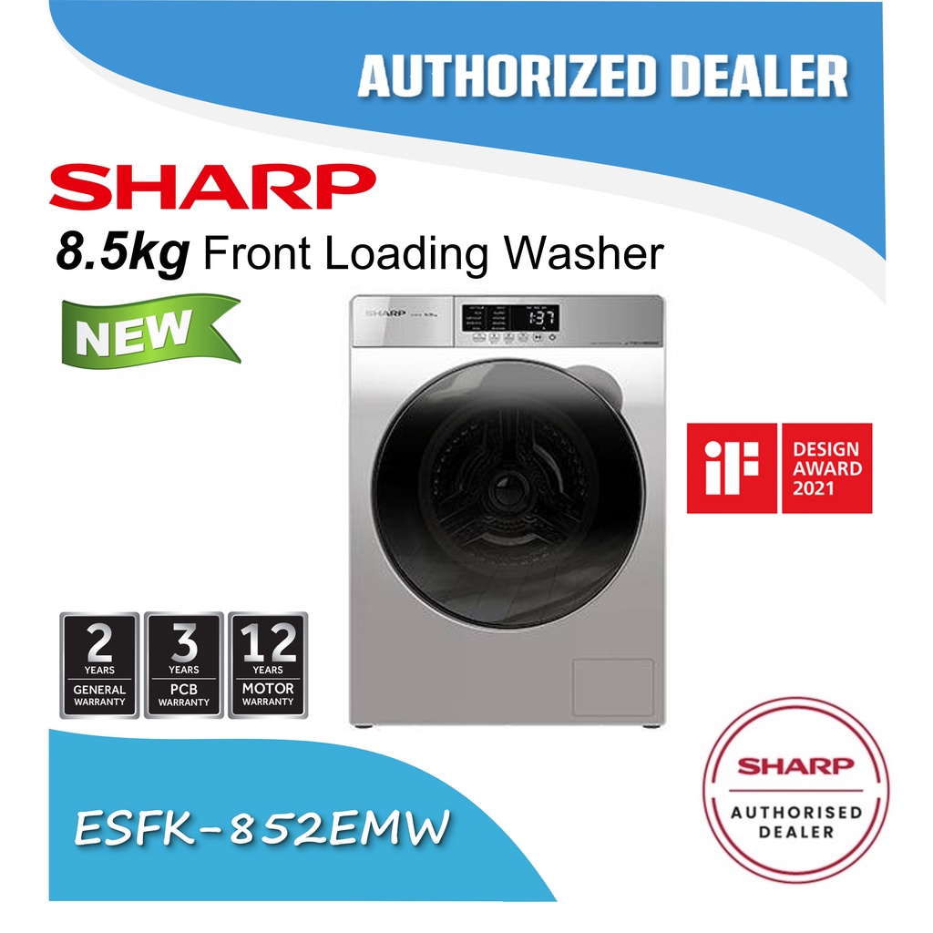 Sharp Washing Machine (8.5KG) J-Tech Inverter Hygienic Steam Front Load ...
