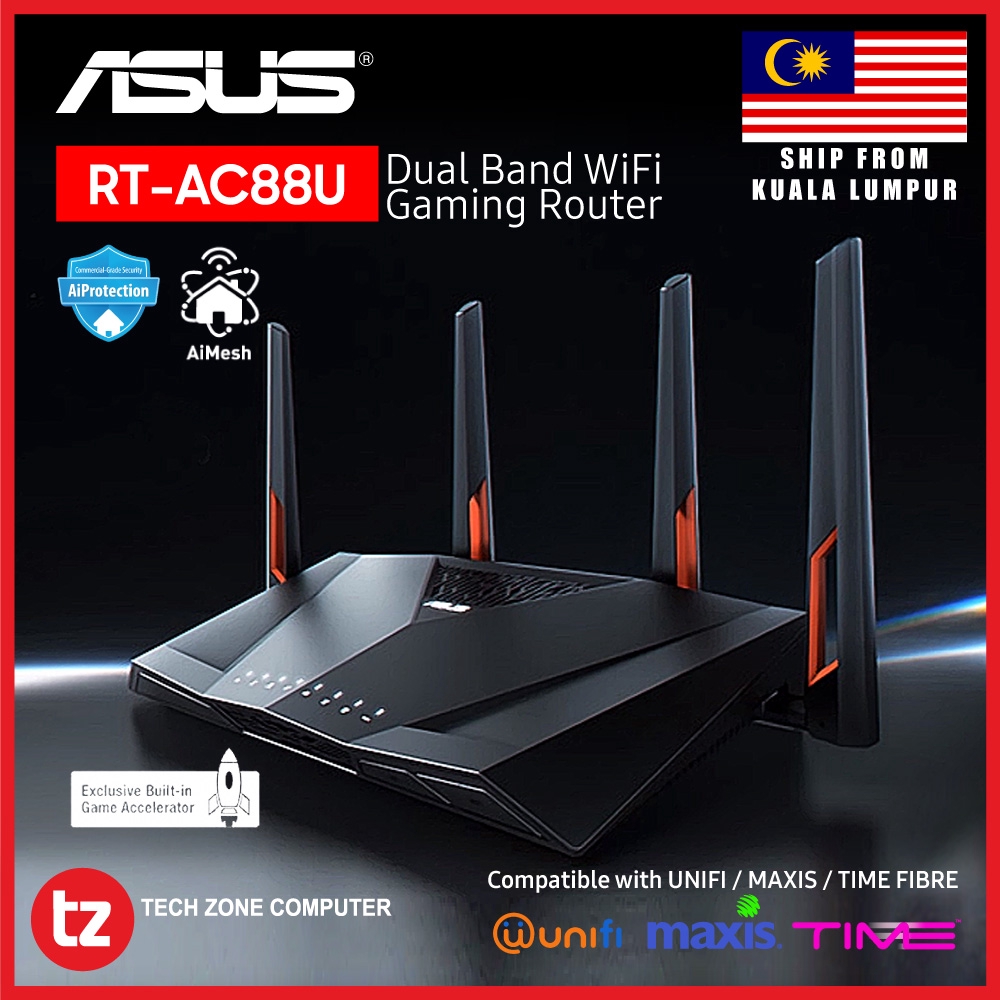 ASUS RT-AC88U Dual Band AC3100 WiFi Gigabit Router with AiMesh support ...