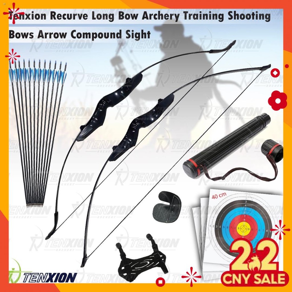 TenXion Archery 35-40lbs Beginner Recurve Long Bow Memanah Anak Panah ...