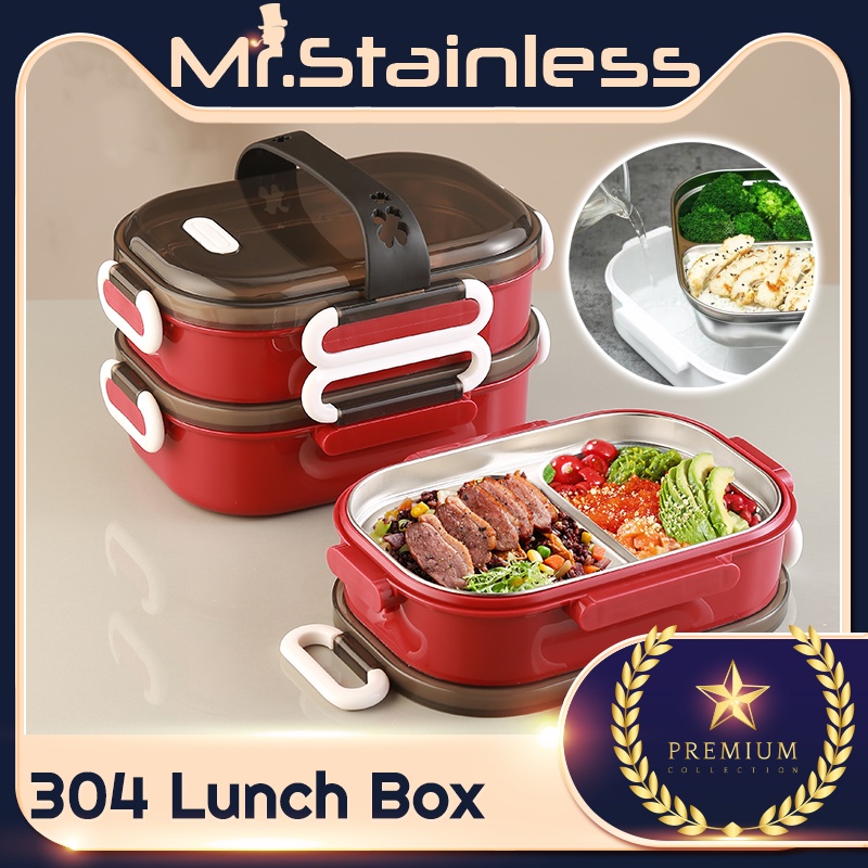 Mr.Stainless- 304 Stainless Steel Lunch Box Portable Tupperware Bento ...