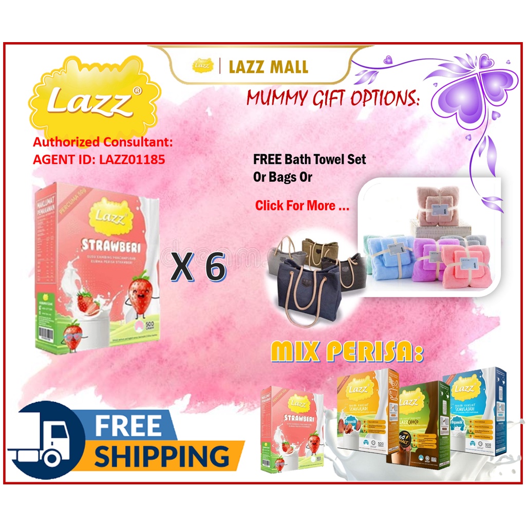 Lazz Goat Milk Asli/Choco/Kurma/Strawbri - 6 boxes (Gift For Mummy ...