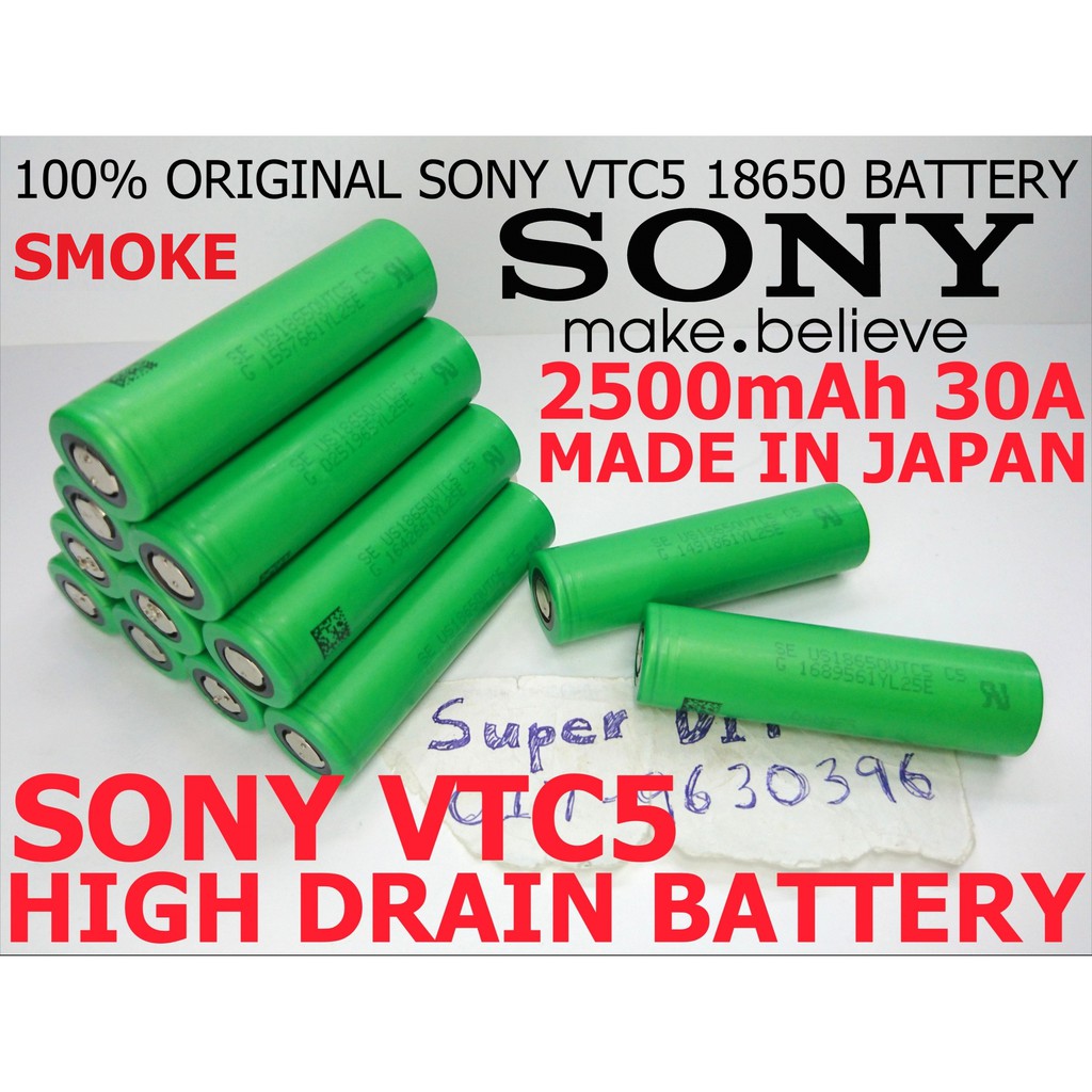 Sony 18650 VTC5 japan Li-ion Lithium ion 3.7V 4.2V high drain 2600mAh ...