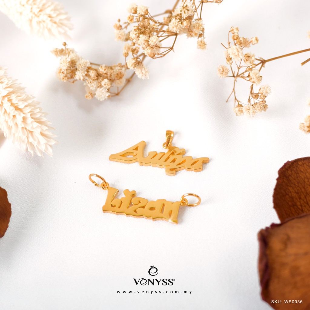 VENYSS Loket Ukir Nama Nammy Standard Simple Perak 925 Sadur Emas 916 ...