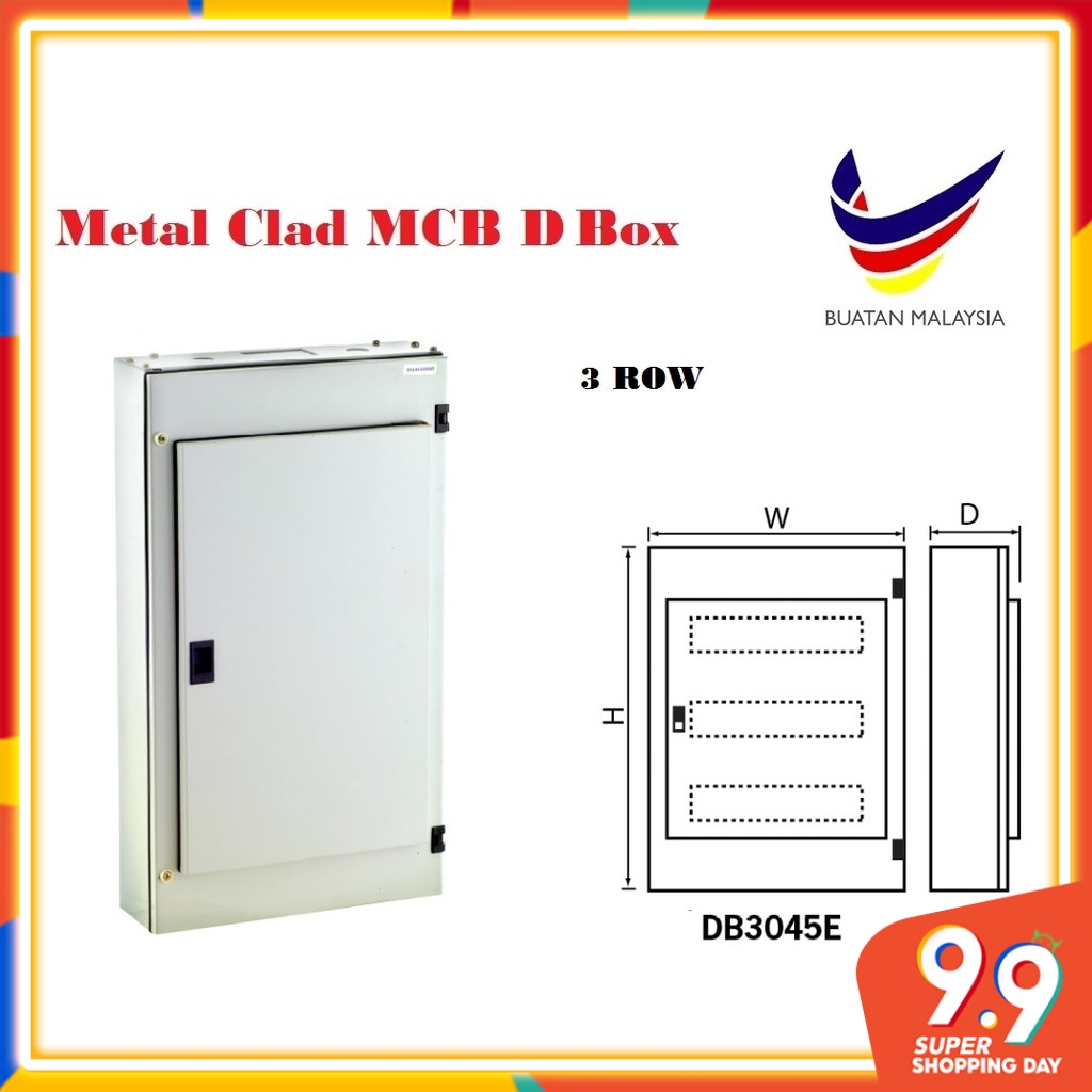 [ 3 row ] Metal Clad Enclosure MCB DB Box 45w DB3045E | Shopee Malaysia