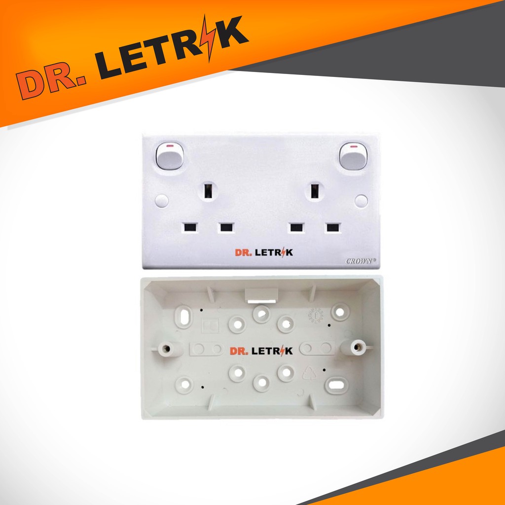 PVC 2 GANG DOUBLE SOCKET 13A WITH BOX | Shopee Malaysia