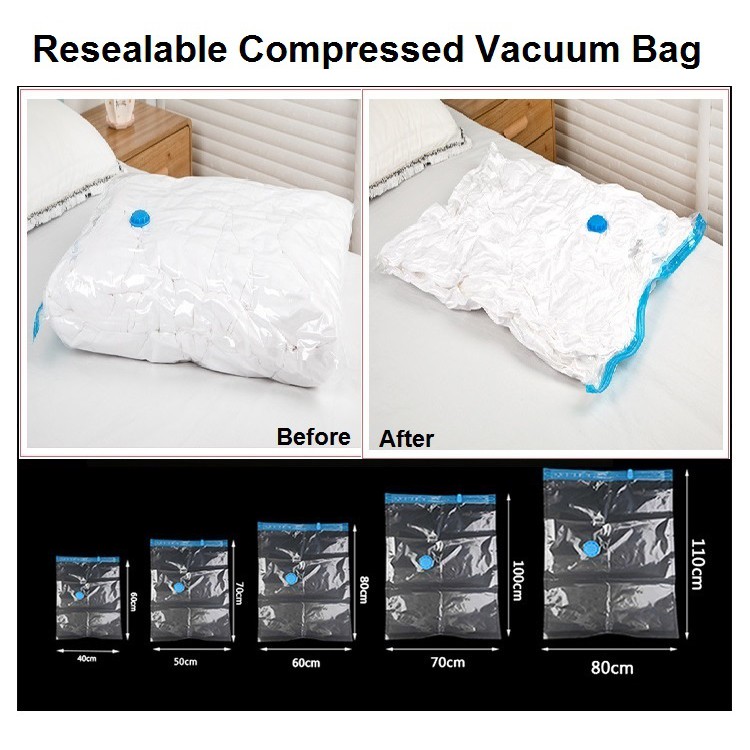 !HEBAT! Vacuum Compressed Storage Bag / Resealable Vacuum Bag | Shopee ...