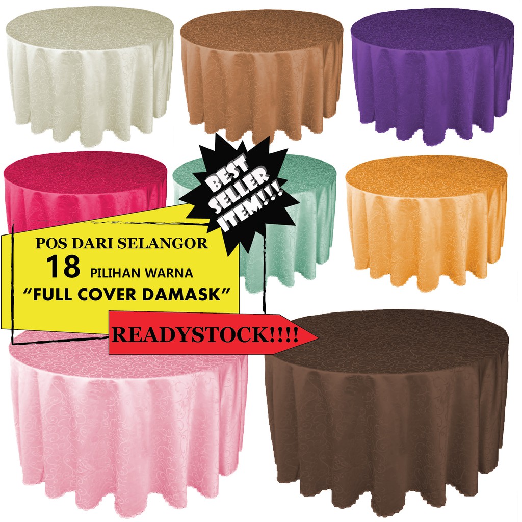 ALAS MEJA DAMASK, ALAS MEJA LABUH BULAT DAMASK, ALAS MEJA UNTUK JAMUAN ...
