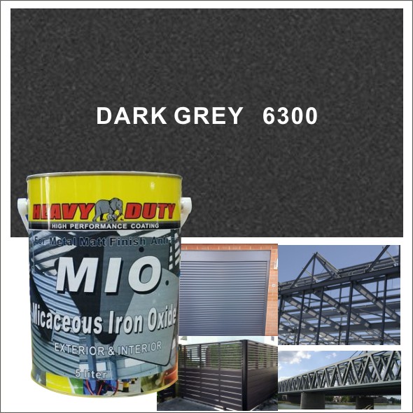 5L ( 5 LITER ) HEAVY DUTY PAINT ( MIO DARK GREY 6300 ) FOR METAL / IRON ...