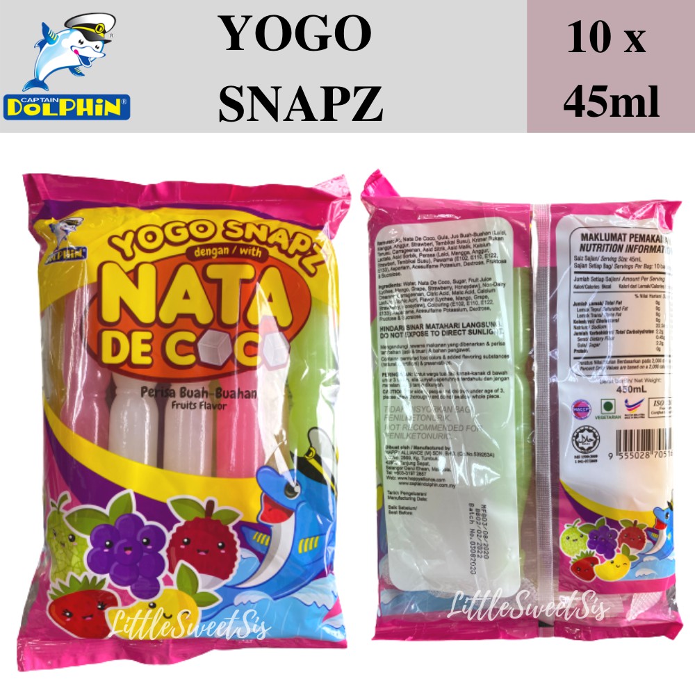 DOLPHIN YOGO SNAPZ WITH NATA DE COCO ICE POP [10's X 45ml] | Shopee ...