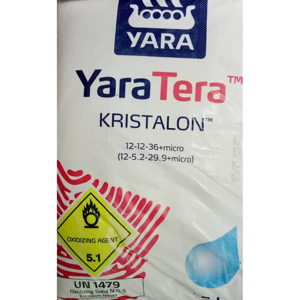 Yara Kristalon Red 12:12:36 + micro (Bunga/Buah) Repack 500gm/1kg ...